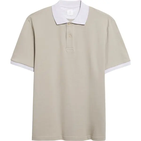 Eleventy Contrast Trim Cotton Piqué Polo - Sage/light Gray