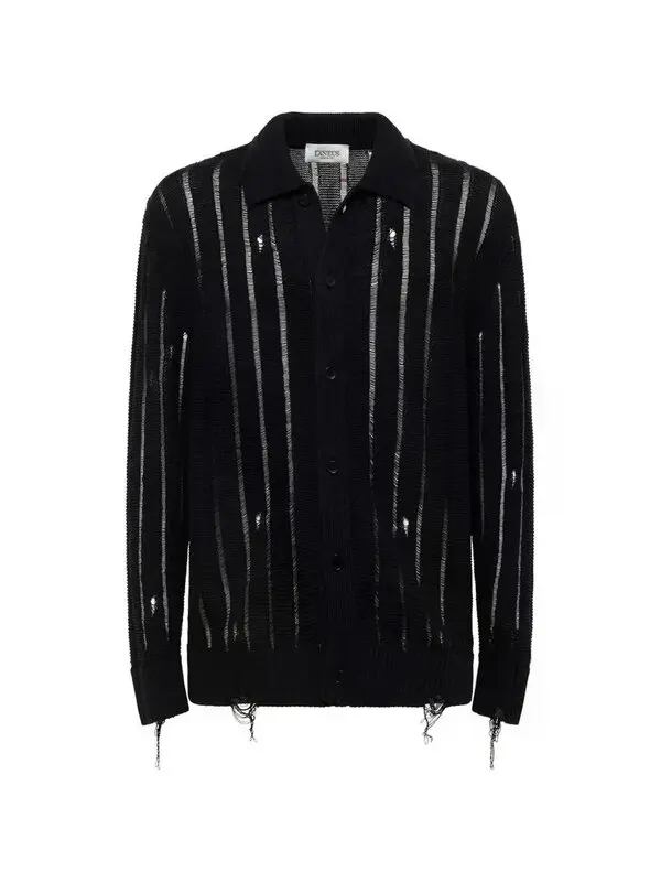 LANEUS Knitted Polo Collar Cardigan