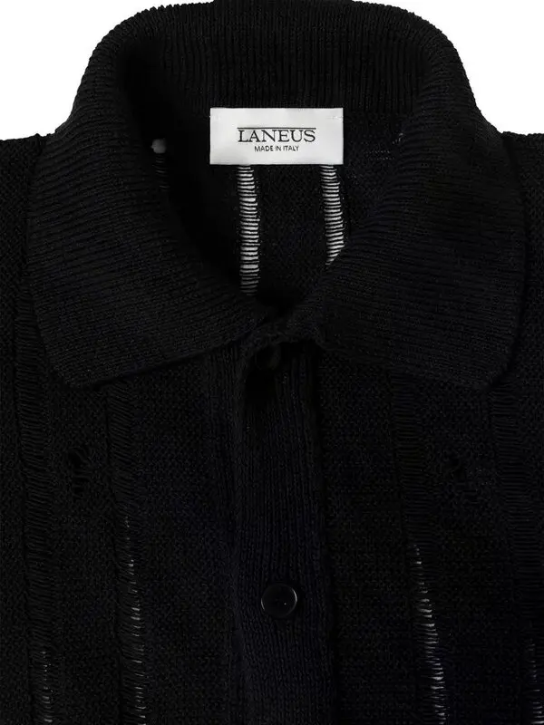 LANEUS Knitted Polo Collar Cardigan