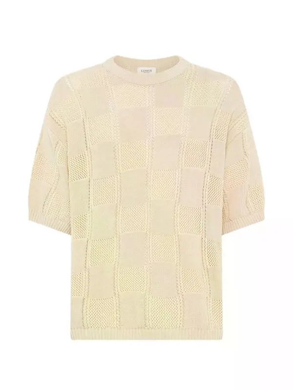 LANEUS Knitted Check T-shirt