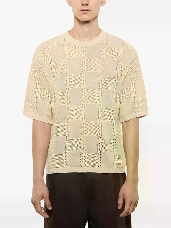 LANEUS Knitted Check T-shirt
