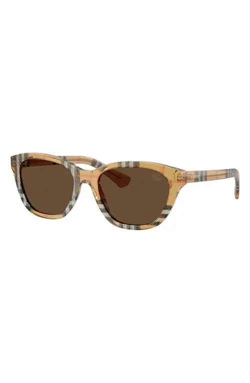 Burberry 54mm Rectangular Sunglasses - Check Sand/dark Brown