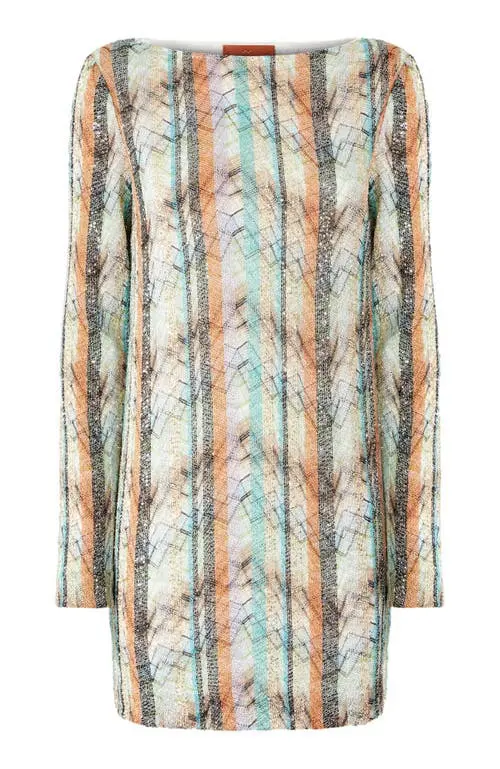 Missoni Viscose Lamé Blend Mini Dress With Multi-technique Knit