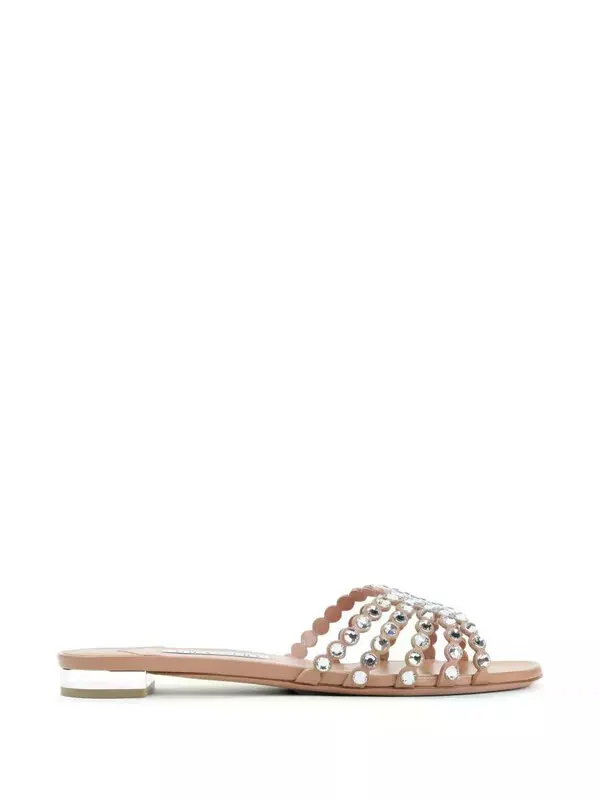 AQUAZZURA Tequila Crystal Embellished Sandals - Neutrals