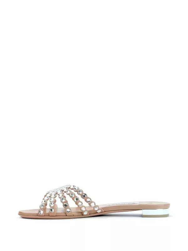 AQUAZZURA Tequila Crystal Embellished Sandals - Neutrals