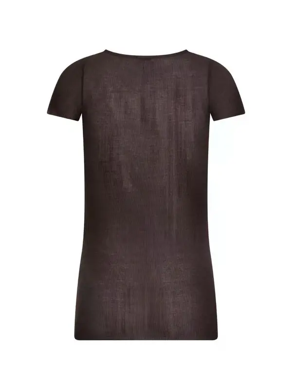 ROBERTO COLLINA Ribbed Cotton T-shirt - Brown
