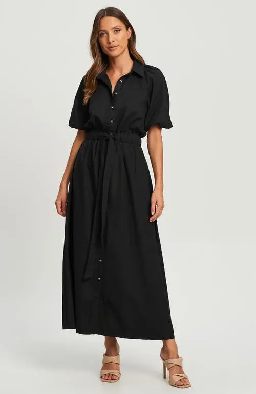 WILLA Orchid Shirt Dress - Black