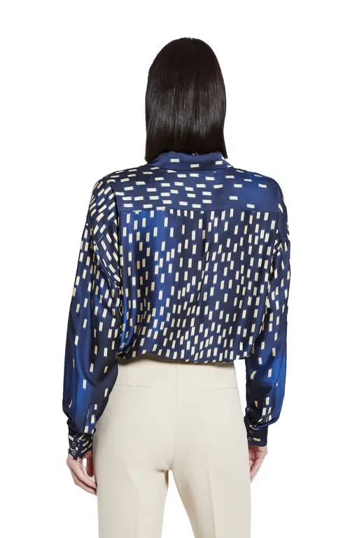 OTTOD'AME Printed Satin Button-up Shirt