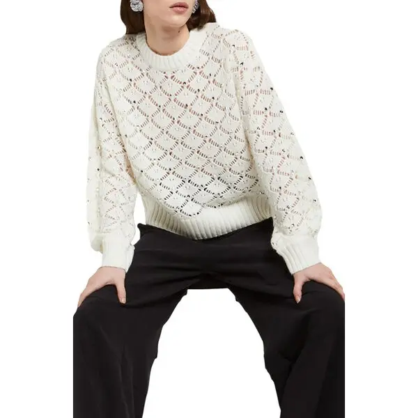 OTTOD'AME Fretworked Crewneck Pullover