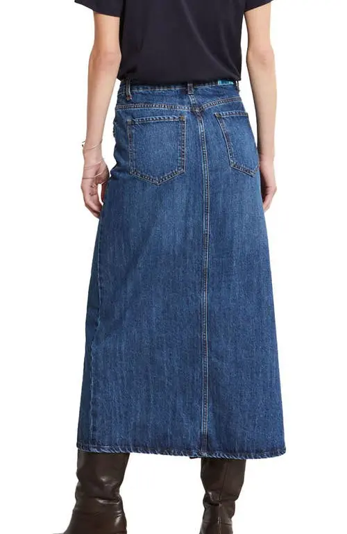 OTTOD'AME Denim Midi Skirt With Jewel Embellishments