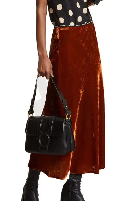 OTTOD'AME Velvet Midi Skirt - Brown
