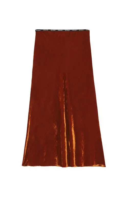 OTTOD'AME Velvet Midi Skirt - Brown