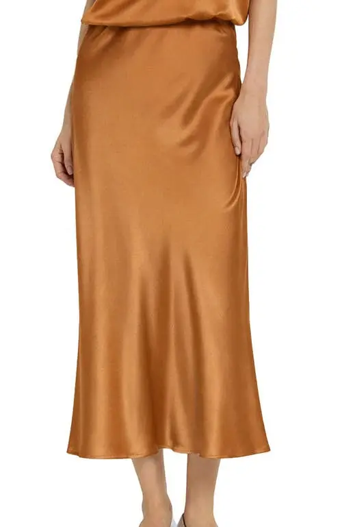 OTTOD'AME Viscose Fluid Maxi Skirt - Camel