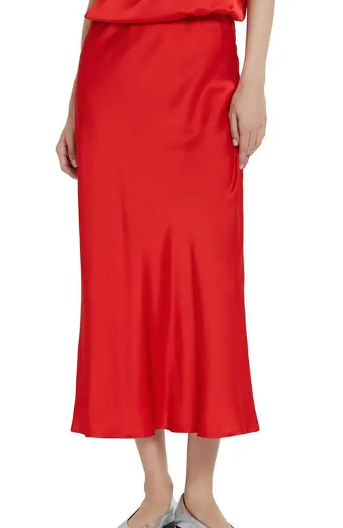 OTTOD'AME Viscose Fluid Maxi Skirt - Red