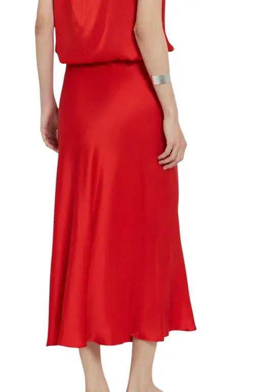 OTTOD'AME Viscose Fluid Long Skirt - Red