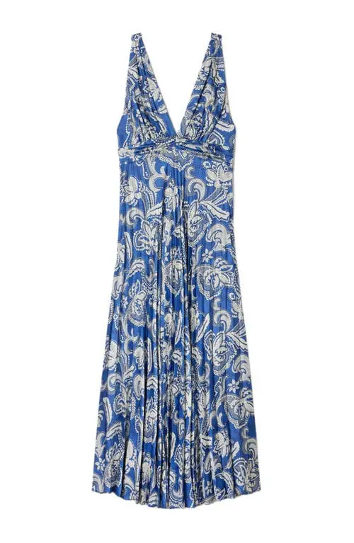 Sandro Floral Print Maxi Dress - Blue/ecru