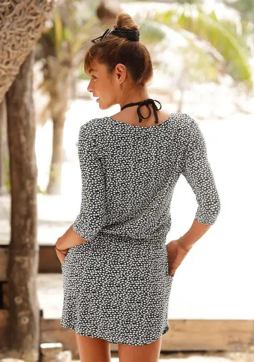 LASCANA Zip Detail Printed Dress