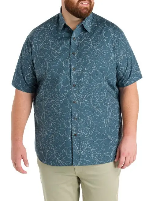 TRUE NATION BY DXL Big & Tall Floral Sport Shirt V2 - Dark Slate