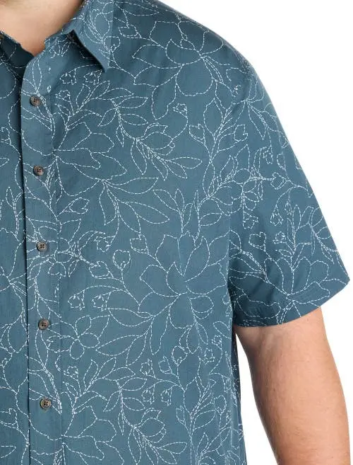 TRUE NATION BY DXL Big & Tall Floral Sport Shirt V2 - Dark Slate