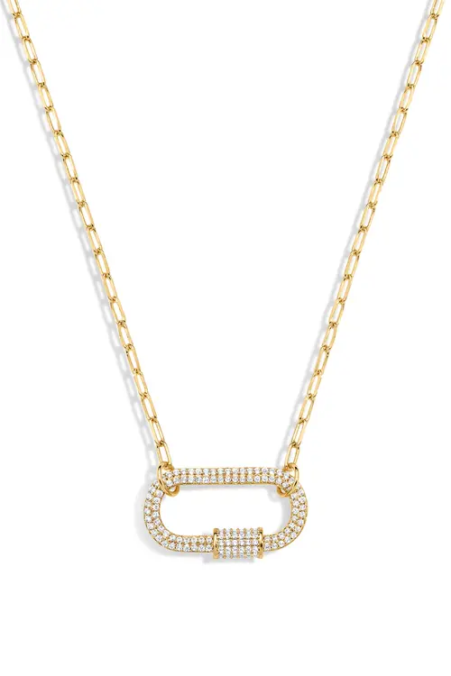 ELECTRIC PICKS Melrose Crystal Carabiner Necklace - Gold