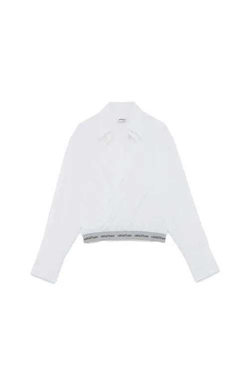 OTTOD'AME Poplin Criss-cross Neckline Shirt