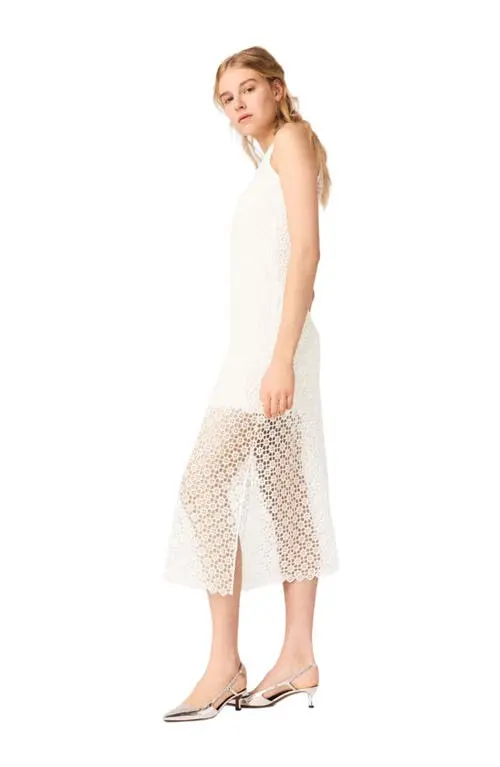 Maje Rhinestone Crochet Maxi Dress