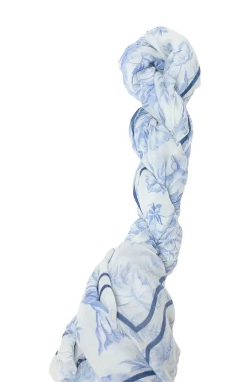 Maje Floral Print Wool Blend Shawl - White/blue