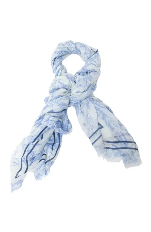 Maje Floral Print Wool Blend Shawl - White/blue