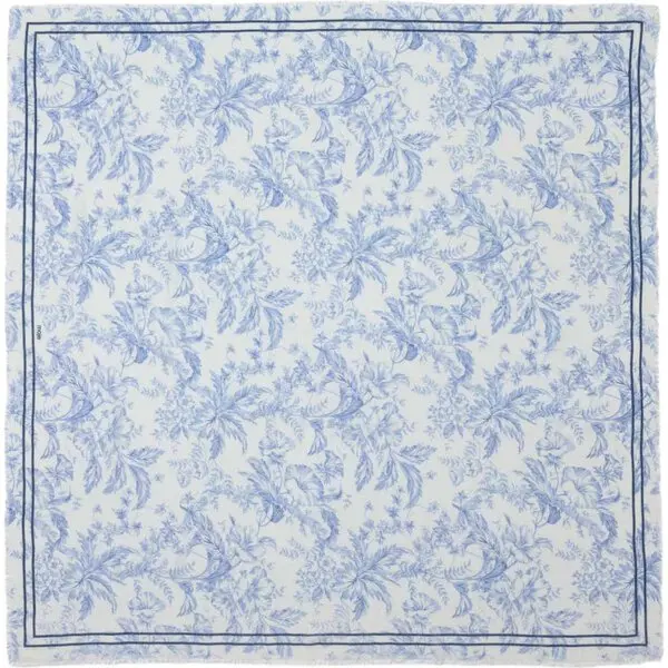 Maje Floral Print Wool Blend Shawl - Cornflower Blue