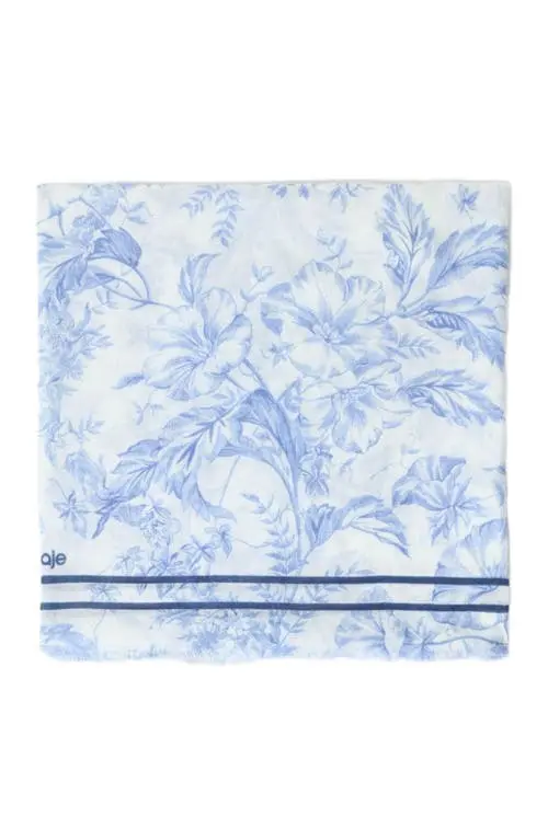 Maje Floral Print Wool Blend Shawl - White/blue