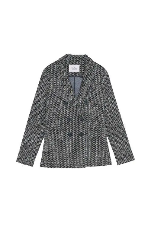 OTTOD'AME Printed Double Breasted Blazer - Night