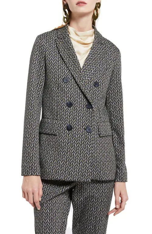 OTTOD'AME Printed Double Breasted Blazer - Night