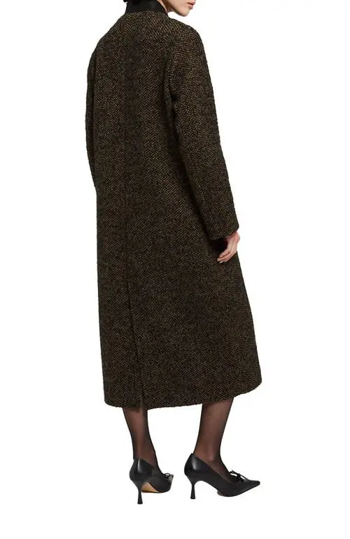 OTTOD'AME Tweed Double-breasted Coat - Brown