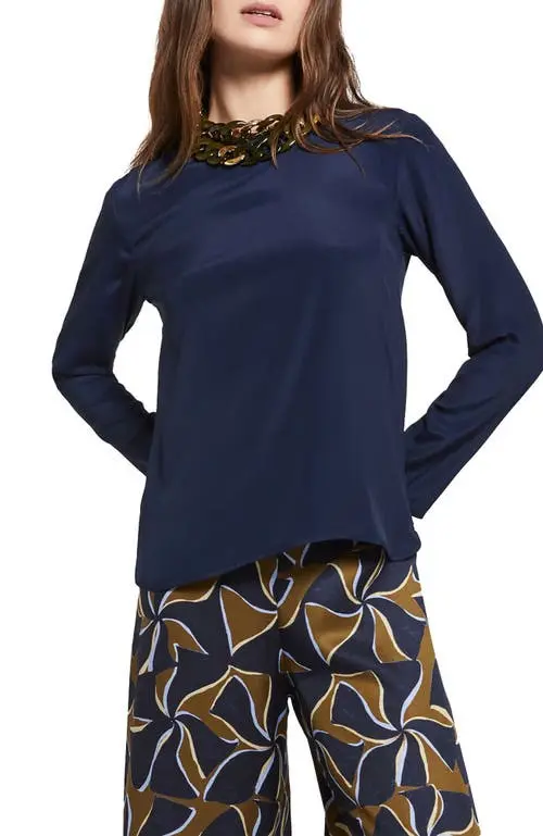 OTTOD'AME Long Sleeve Silk-blend Blouse - Blue