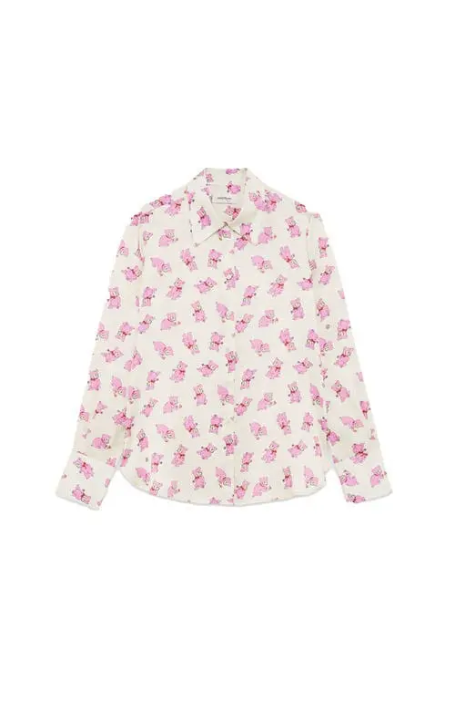 OTTOD'AME Viscose Printed Maxi Shirt - White