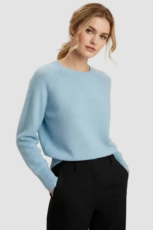 Majestic Filatures Cashmere Long Sleeve Pullover Crewneck - Ciel