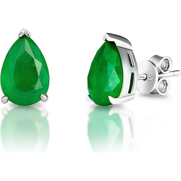 GEMMA AZZURRO Pear Emerald Stud Earrings