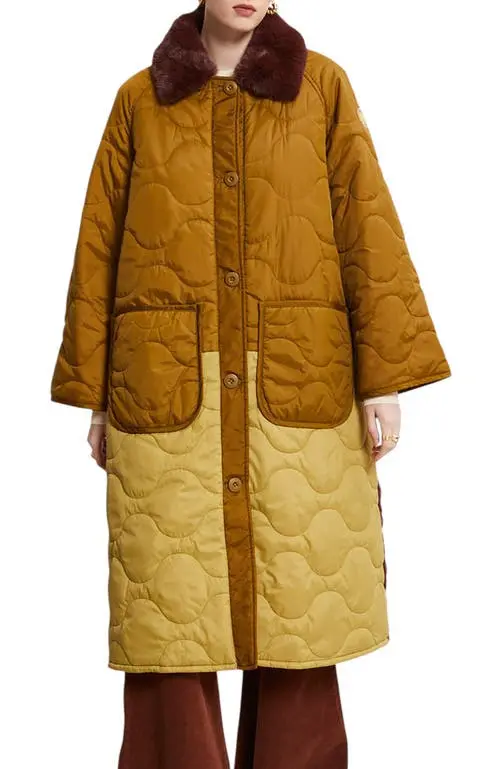 OTTOD'AME Quilted Long Puffer Jacket - Brown