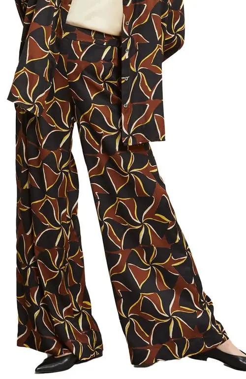 OTTOD'AME Printed Viscose Palazzo Trousers - Brown