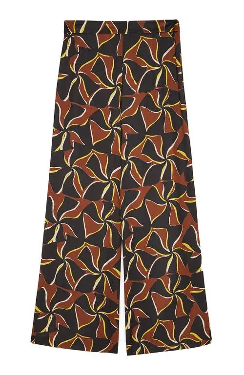 OTTOD'AME Printed Viscose Palazzo Trousers - Brown
