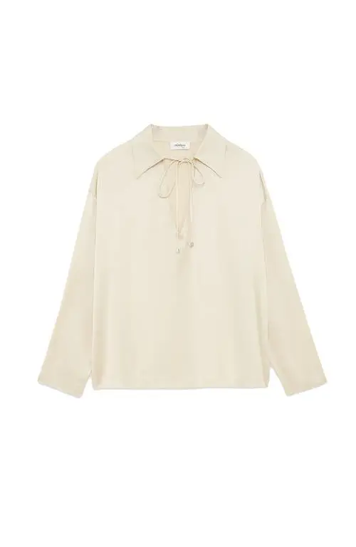 OTTOD'AME Viscose Blouse With Tie - Ecru