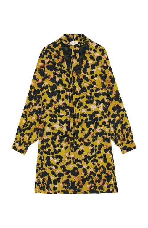 OTTOD'AME Printed Viscose Short Dress With Scarf Neck