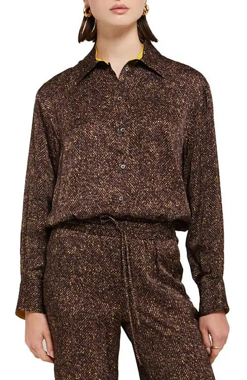 OTTOD'AME Printed Viscose Shirt - Brown