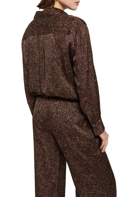 OTTOD'AME Printed Viscose Shirt - Brown