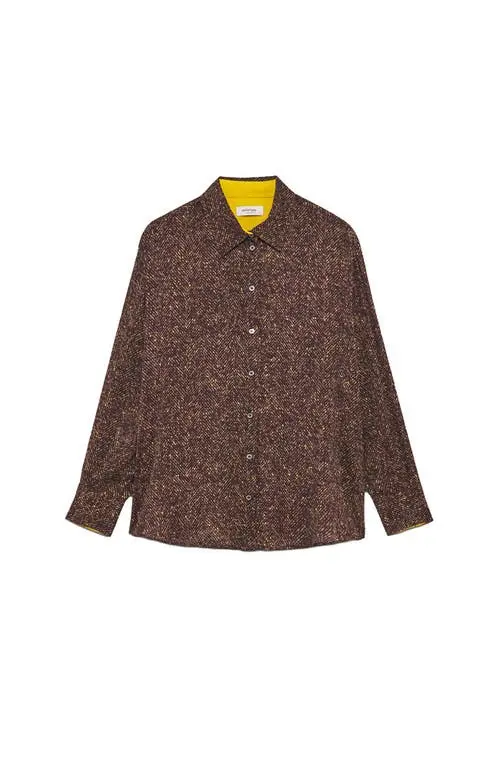 OTTOD'AME Printed Viscose Shirt - Brown