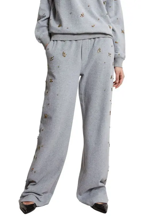 OTTOD'AME Cotton Jogger Trousers With Strass And Drawstring - Grey