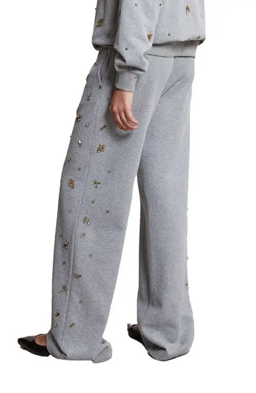 OTTOD'AME Cotton Jogger Trousers With Strass And Drawstring - Grey