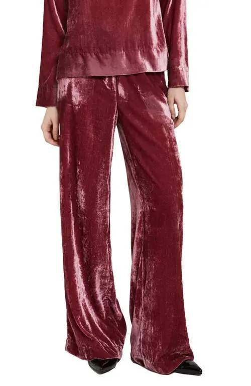 OTTOD'AME Velvet Palazzo Trousers - Pink