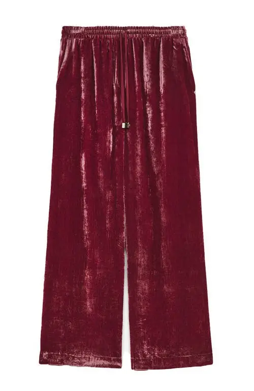 OTTOD'AME Velvet Palazzo Trousers - Pink