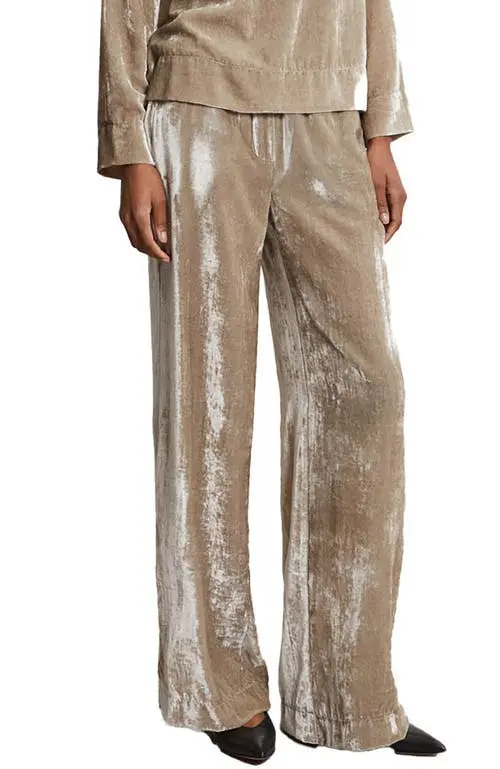 OTTOD'AME Velvet Palazzo Trousers - Stone